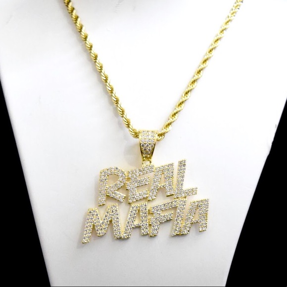 JewelryHq | Accessories | 4k Gold Finish Lab Diamond Real Mafia Charm ...